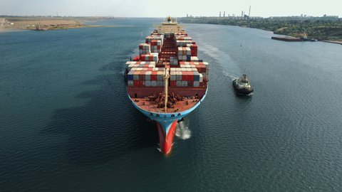 Cargo Container Ship Sailing Port Unloading Stock Footage Video (100% ...