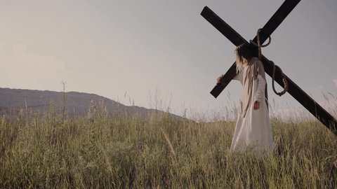 Jesus Carries Cross On His Back Stock Footage Video (100% Royalty-free ...