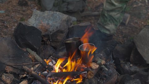 Boiling Water Over Open Fire Metal Stock Footage Video (100% Royalty ...