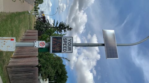 Solar Powered Speed Warning Signs Communicate Stock Footage Video (100% ...