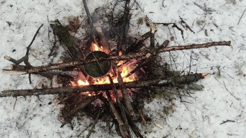 Fire Burning Forest Shot Bonfire Top Stock Footage Video (100% Royalty ...