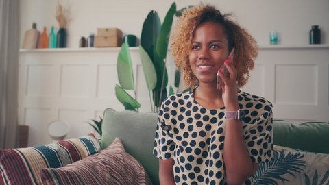 Pleasant Conversation Happy African American Woman Stock Footage Video ...