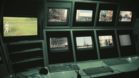 Control Room Cctv Security Cameras Multiple Stock Footage Video (100% ...