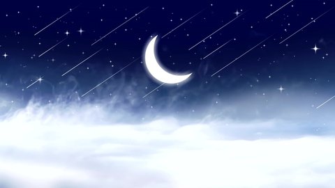 Night Sky Moon Stars Illustration Animation Stock Footage Video (100% ...