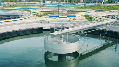 Open Reservoirs Wastewater Treatment Site Stock Footage Video (100% ...