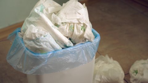 Dirty Baby Diapers Into Trash Disposing Stock Footage Video (100% ...
