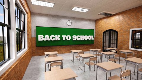 New Normal Classroom Spacing Tables Chairs Stock Footage Video (100% ...