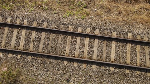 Unusual Aerial Topdown Rising Over Railroad Stock Footage Video (100% ...
