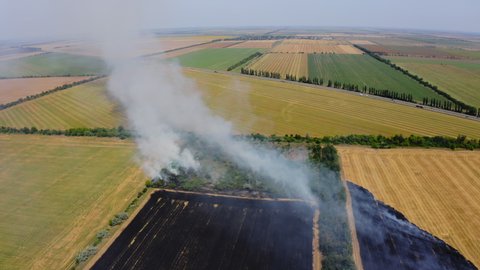 Epic Drone Footage Farm Field Fire Stock Footage Video (100% Royalty ...