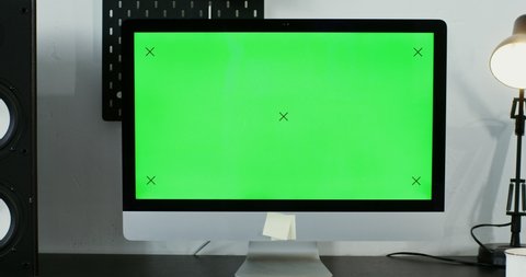 Computer Monitor Green Screen Sits On Stock Footage Video (100% Royalty ...