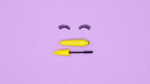 6k Blinking Eyelashes Mascara On Purple Stock Footage Video (100% ...