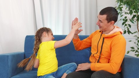 Happy Family Teamwork Dad Daughter Clap Stock Footage Video (100% ...