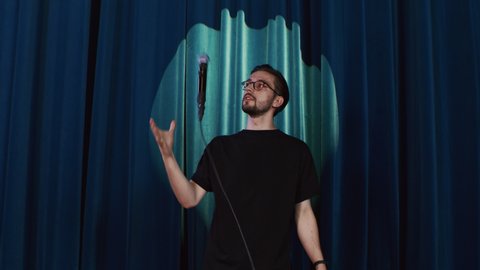 European Man Standup Comedian On Stage Stock Footage Video (100% ...