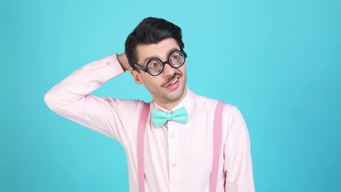 Nerd Guy Shrug Shoulders Scratch Head Stock Footage Video (100% Royalty ...