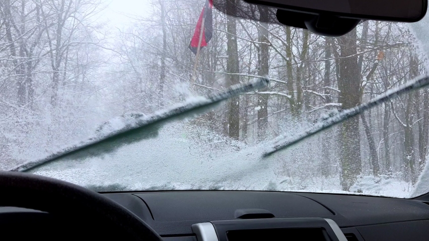 view inside car wipe snow windshield Stock Footage Video (100% Royalty ...