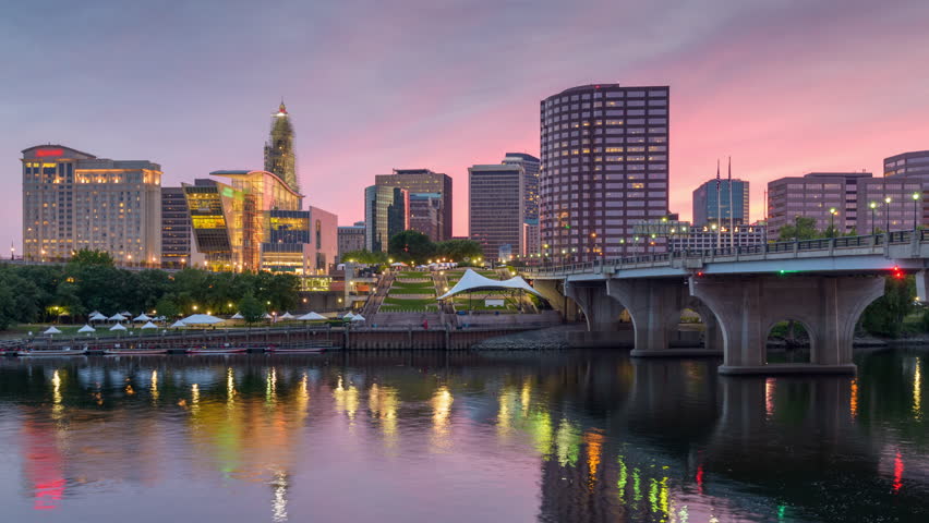Hartford, Connecticut, Usa Skyline. Stock Footage Video (100% Royalty ...