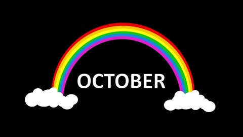 Text Illustration October Rainbow Green Screen Stock Footage Video (100 ...
