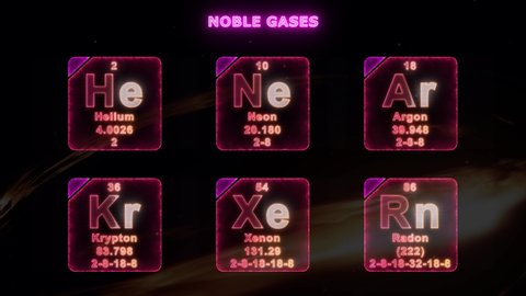 Modern Periodic Table Noble Gas Elements Stock Footage Video (100% ...