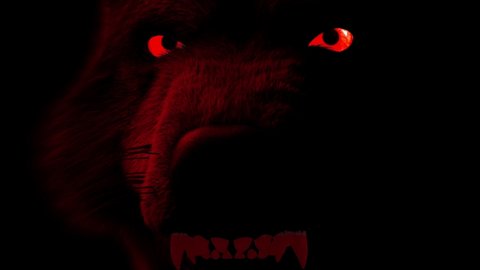 Scary Wolf Monster Comes Out Dark Stock Footage Video (100% Royalty ...