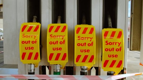 Petrol Nozzles Covered Sign Filling Station Stock Footage Video (100% ...