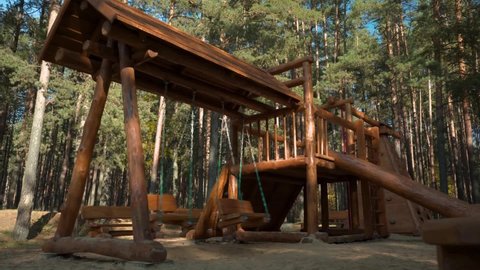Wooden Swing Forest Wooden Playground Swings Stock Footage Video (100% ...