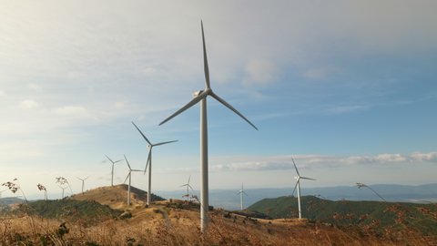 Large Wind Turbines Blades Mountains On Stock Footage Video (100% ...