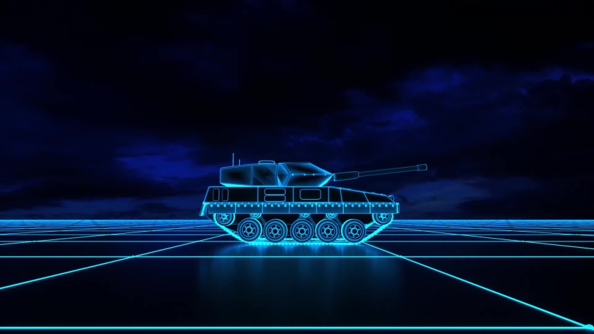 neon glowing tank digital world 3d Stock Footage Video (100% Royalty ...