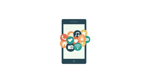 Animation Mobile Phone Social Media Icons Stock Footage Video (100% ...