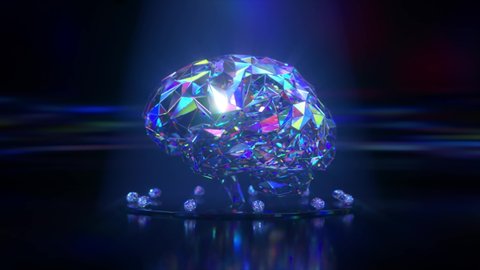 Diamond Brain Rotates On Black Background Stock Footage Video (100% ...