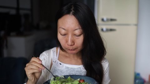 Elegant Asian Chinese Woman Eating Healthy Stock Footage Video (100% ...