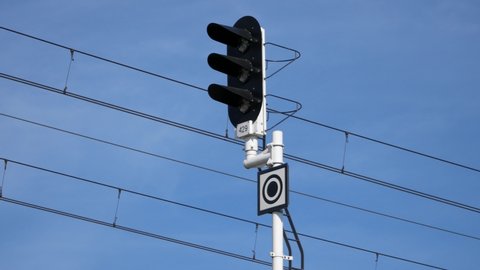 Railroad Signals Pole Railway Signal Lights Stock Footage Video (100% ...
