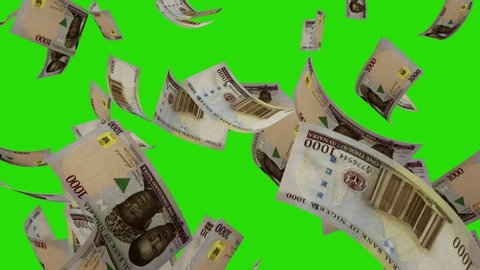 3d Naira Notes Falling On Green Stock Footage Video (100% Royalty-free ...