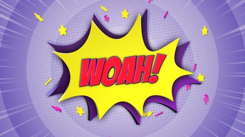 Woah Comic Text Animation Alpha Matte Stock Footage Video (100% Royalty ...
