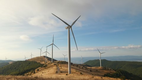 Large Wind Turbines Blades Mountains On Stock Footage Video (100% ...