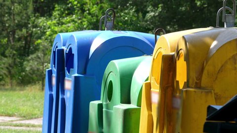 Recycle Bins 4k Slow Motion 60fps Stock Footage Video (100% Royalty ...