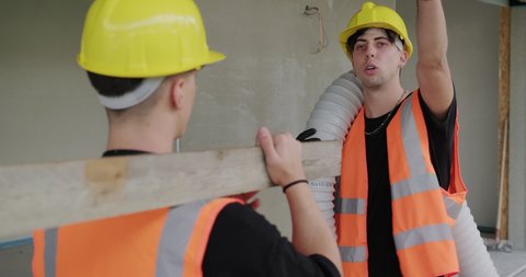 People Working Construction Site Clumsy Awkward Stock Footage Video ...