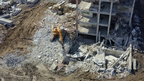 Demolition Buildings Structures View Above Destruction Stock Footage ...