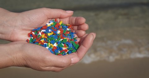 Hand Microplastic View Woman Hands Microplastic Stock Footage Video ...