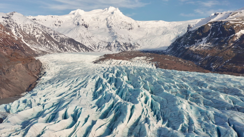 Wide Drone Flight Over Frozen Ice Stock Footage Video (100% Royalty ...