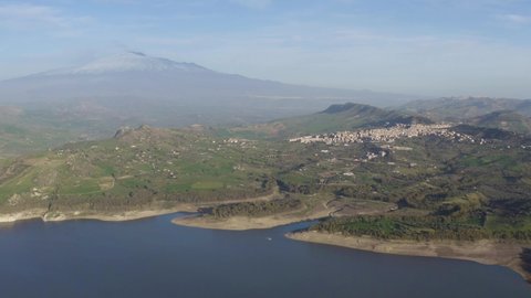 Aerial Shot Drone Lake Pozzillo Near Stock Footage Video (100% Royalty ...
