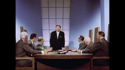 1950s Boardroom Man Stands Head Table Stock Footage Video (100% Royalty ...