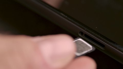 Persons Finger Inserted Sim Card Into Stock Footage Video (100% Royalty ...
