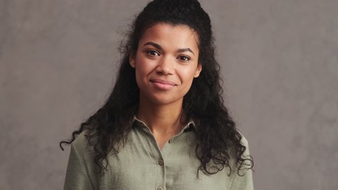 Pleased African American Woman Nodding Standing Stock Footage Video ...