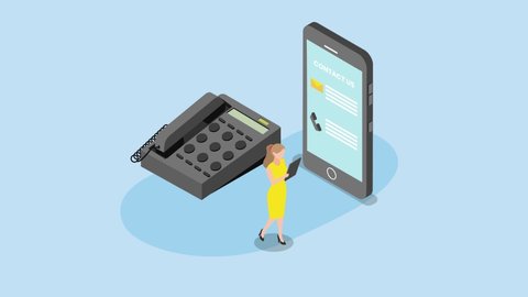 Businesswoman Animation Standing Contact Us Apps Stock Footage Video ...