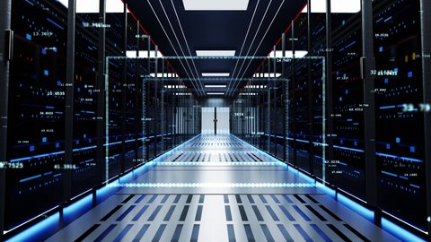 Moving Rack Servers Digitalization Information Stream Stock Footage ...