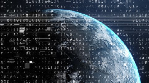 Animation Binary Coding Over Planet Earth Stock Footage Video (100% ...