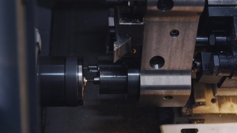 Automated Cnc Turning Lathe Machine Cutting Stock Footage Video (100% ...