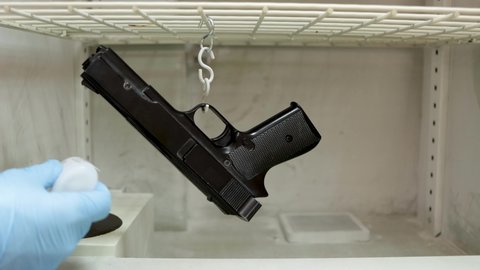 Csi Police Revealing Fingerprints On Gun Stock Footage Video (100% ...