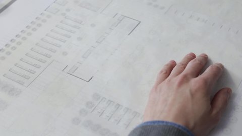 Architect Drawing Plan On Tracing Paper Stock Footage Video (100% ...