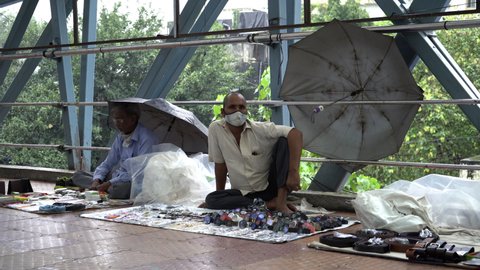 Poor Man Selling Goods Street Mumbai Stock Footage Video (100% Royalty ...